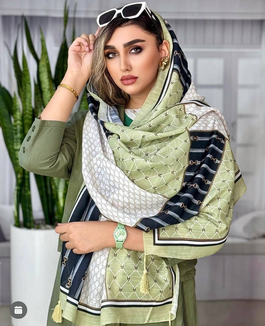 شال نخی سبز پاستیلی کد587 – شیک گرد