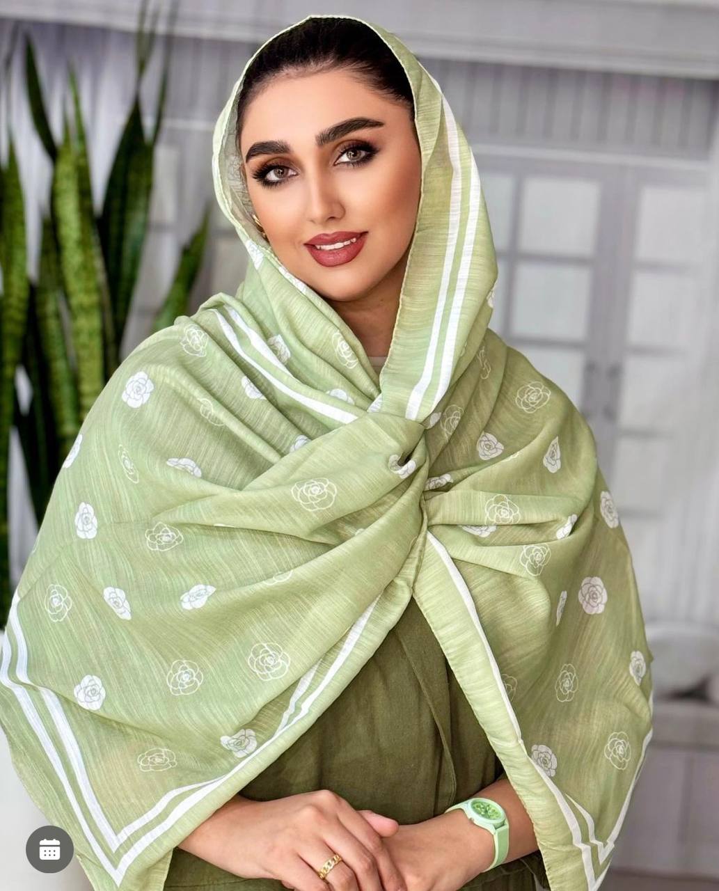 شال نخی سبز پاستیلی کد589 - شیک گرد